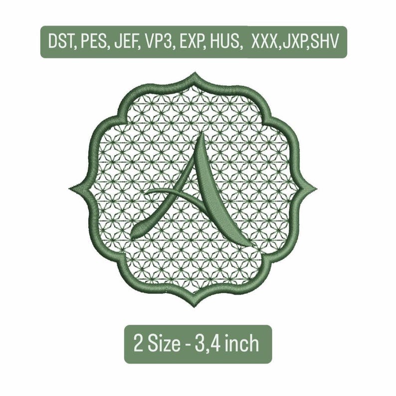 Embossed Monogram Embroidery Font, 3” - 4” Knockdown Letters – DST ...
