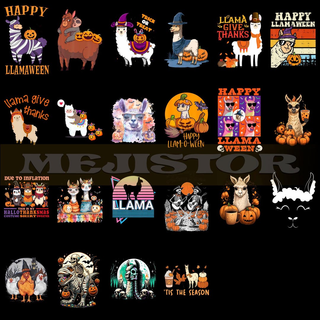 Cute Llama Autumn PNG, Funny Thanksgiving Halloween Clipart, Fall ...