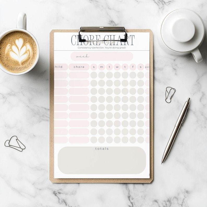 Weekly Chore Chart Printable for Kids: Family Task Tracker (digital ...