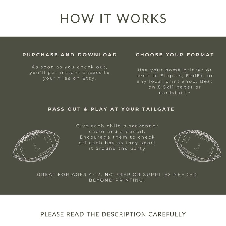 Football Scavenger Hunt for Kids: Game Day Party Activity (printable ...