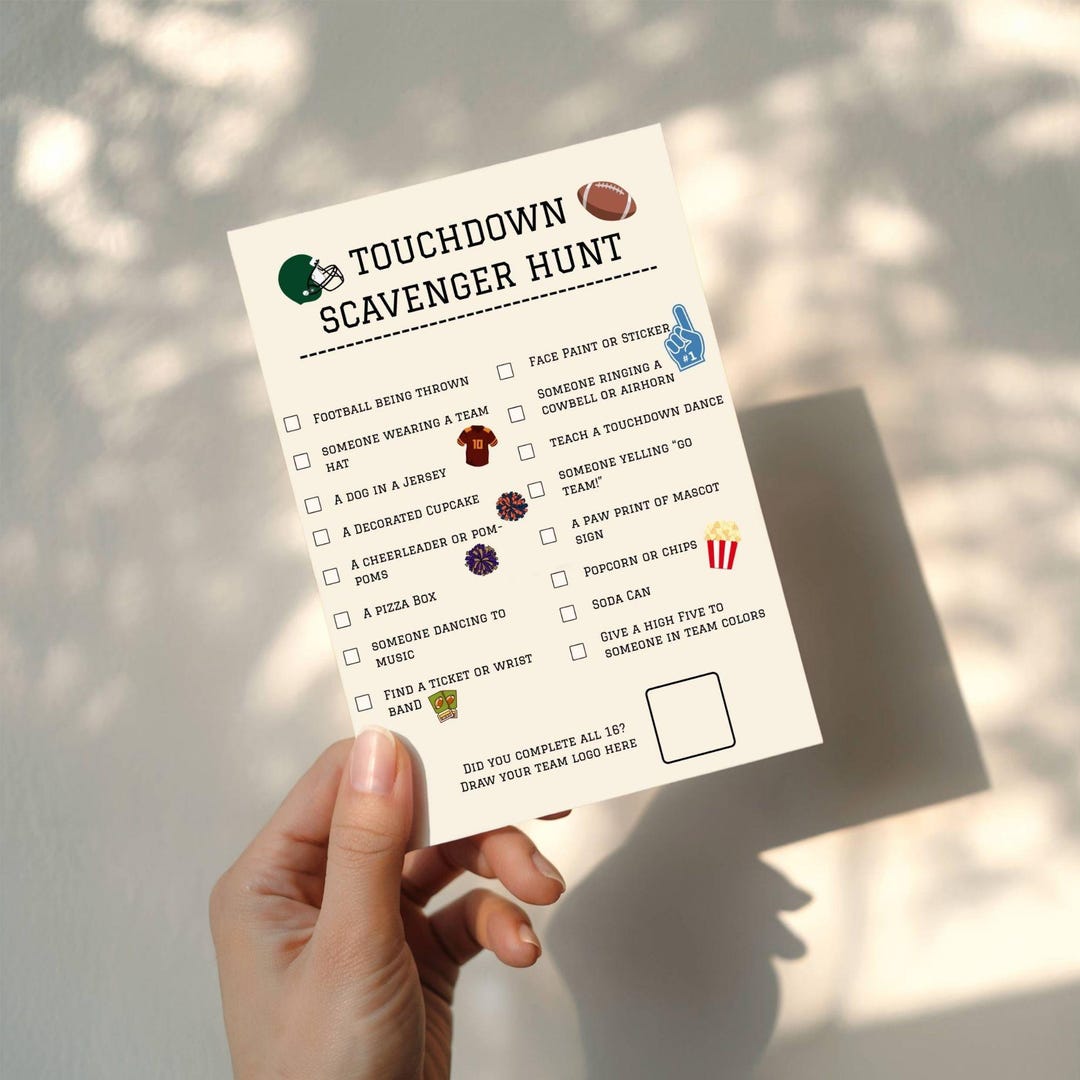 Football Scavenger Hunt for Kids: Game Day Party Activity (printable ...