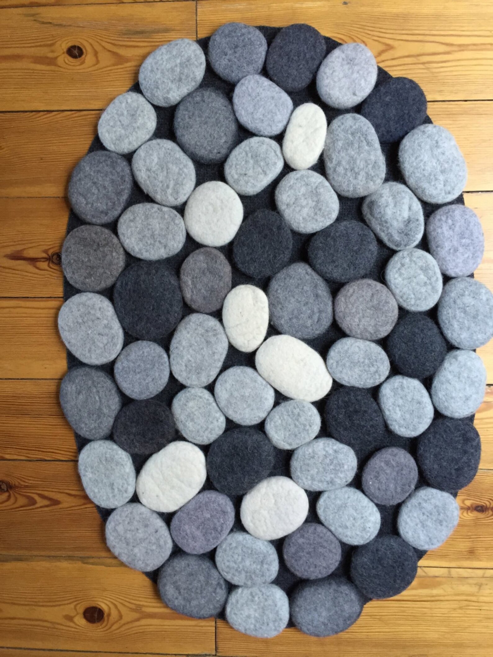 Felt Stone Rug. Wool Rug. Gray Shades . Oval Rug. Size 80 X 50 - Etsy
