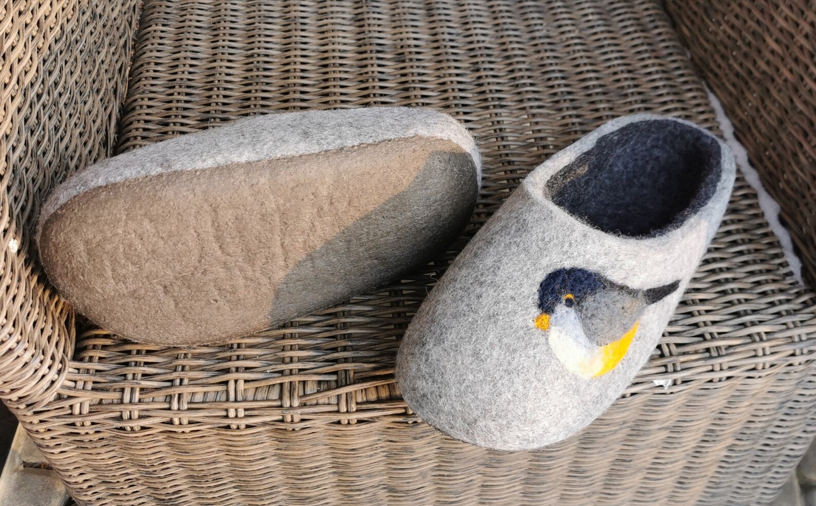 Handmade Natural Wool Slippers. Felted Woolen Slippers. Gray | Etsy
