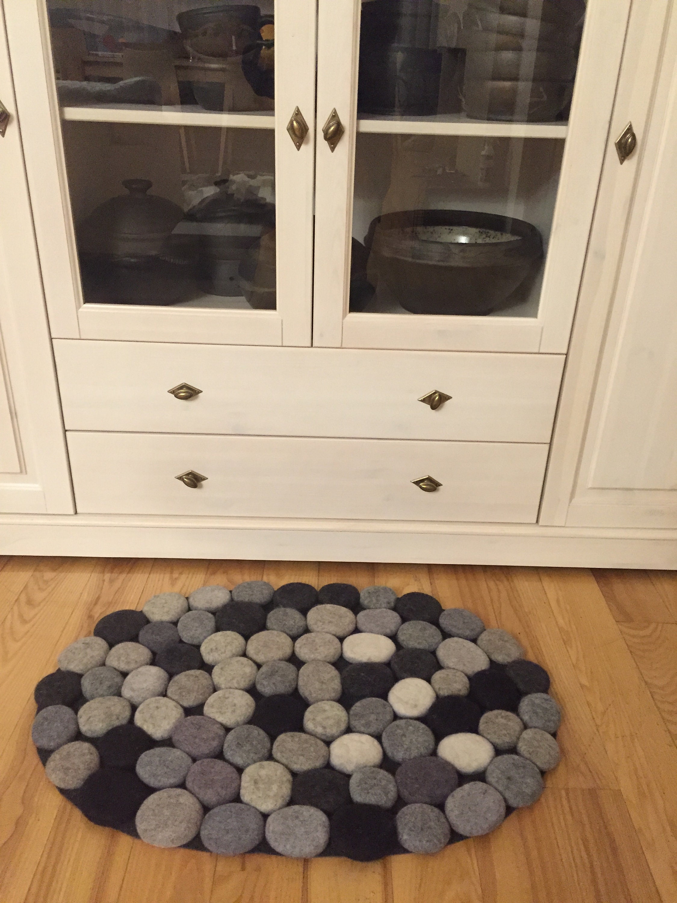 Felt Stone Rug. Wool Rug. Gray Shades . Oval Rug. Size 80 X 50 - Etsy
