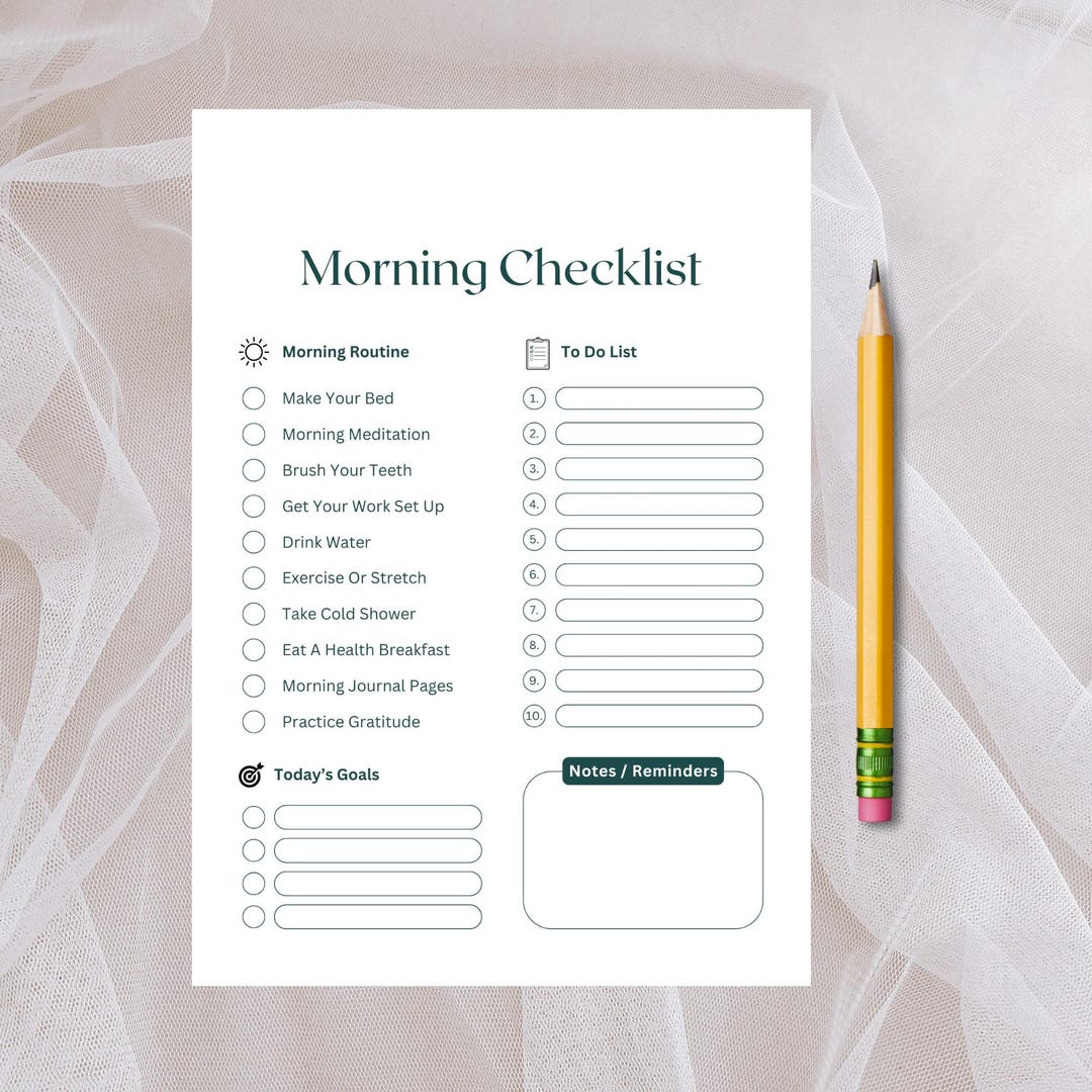 Morning Routine Checklist Printable | Daily Habit Tracker ...