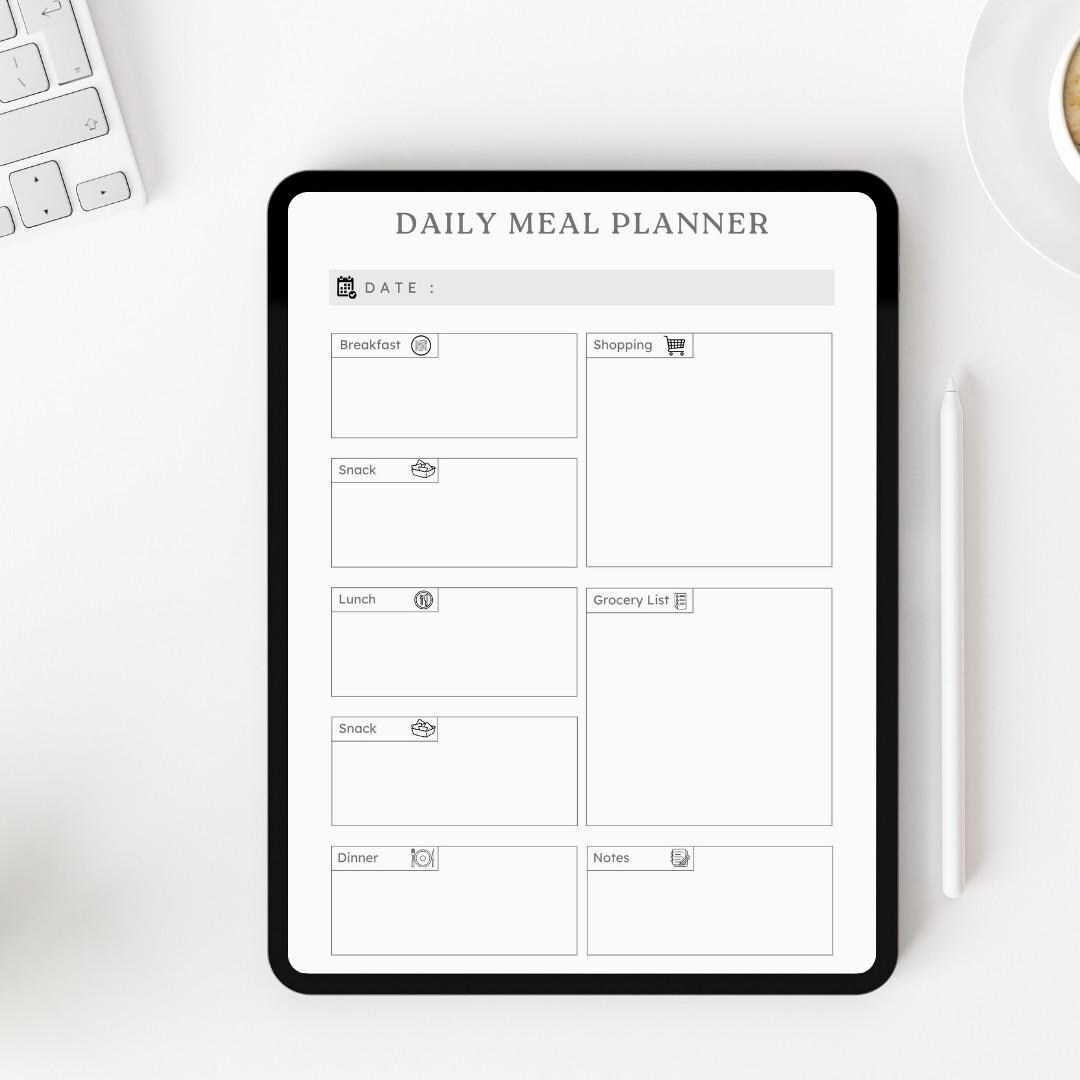 Daily Meal Planner Printable| Weekly Food Organizer With Grocery List ...