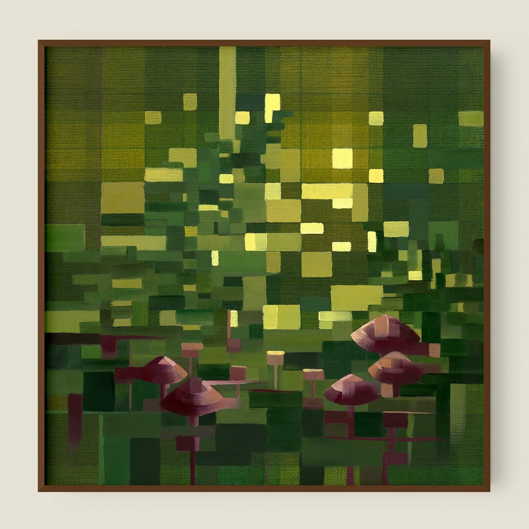 Pixelated Mushroom Art |FOREST FLANNEL| – Archival Print of Painting of ...