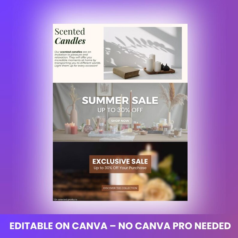 Candle Website Banner Bundle – 3 Canva Templates for Desktop & Mobile ...
