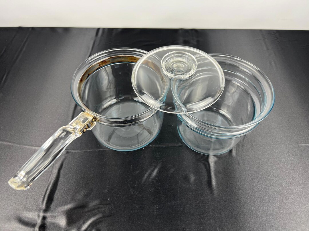 Vintage Pyrex Flameware Double Boiler Bain Marie With Glass Handles - Etsy