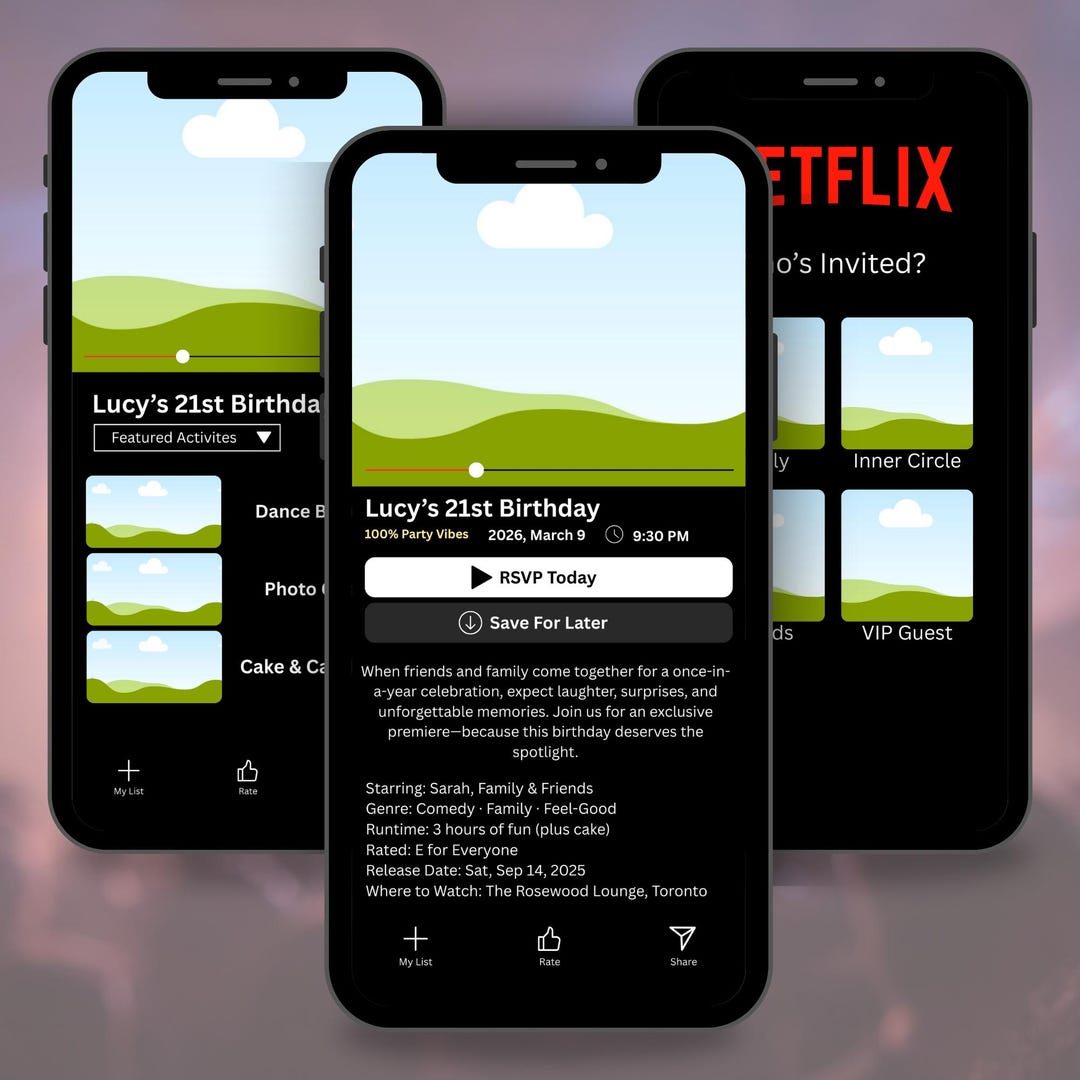 Animated Netflix Birthday Invitation: Editable Movie Theme E-card ...