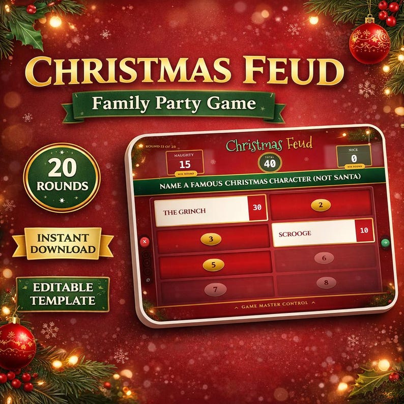 Christmas Feud Game Printable | Holiday Family Party Game | Christmas ...