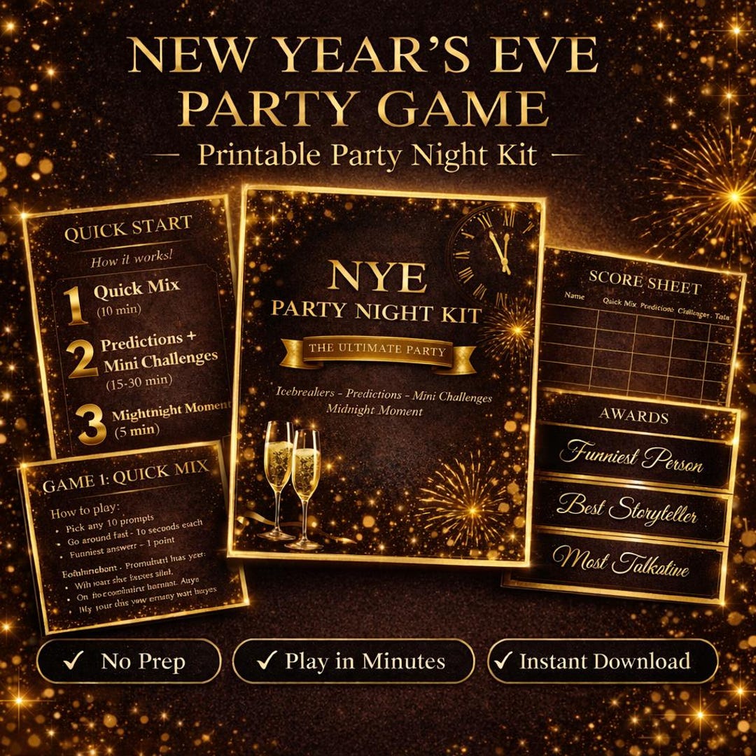 New Year’s Eve Party Game NYE Party Night Kit | Printable Party Games ...