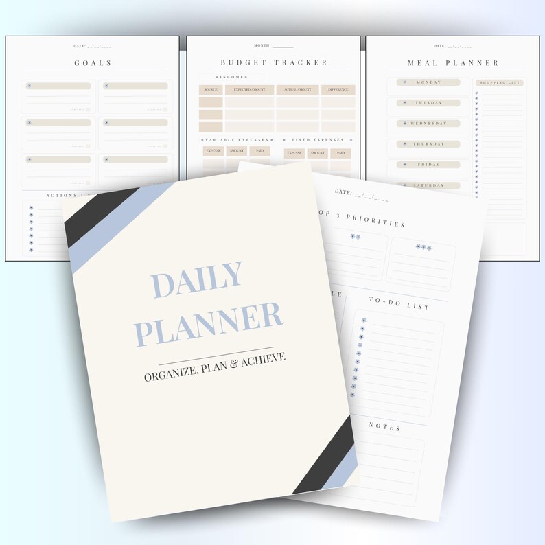 Printable Daily Planner: Goals, Meal & Budget Tracker (PDF Download) - Etsy