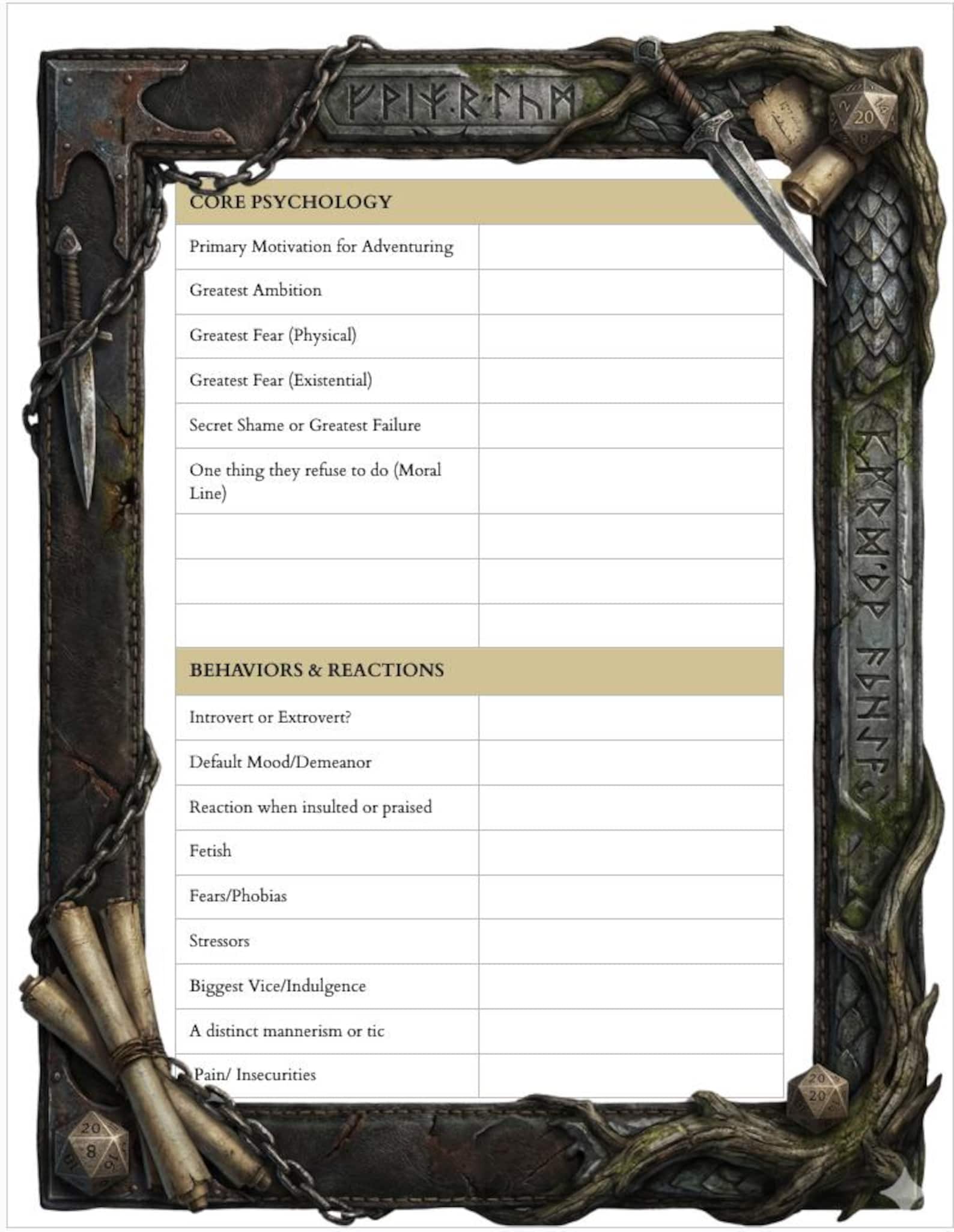 Ultimate Character Dossier Portfolio | Digital Google Doc for Ttrpgs ...