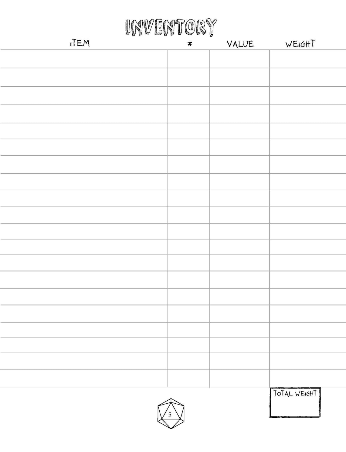 Digital- RPG Player Log| DND Campaign Worksheet| Weekly Roleplaying ...