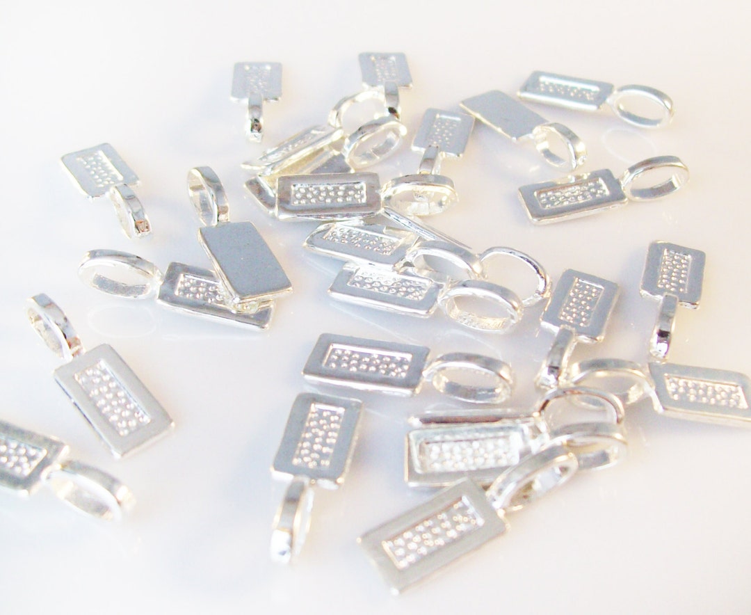 50 Tag Shaped Silver Plated Glue on Bails 21mm X 7mm - Etsy