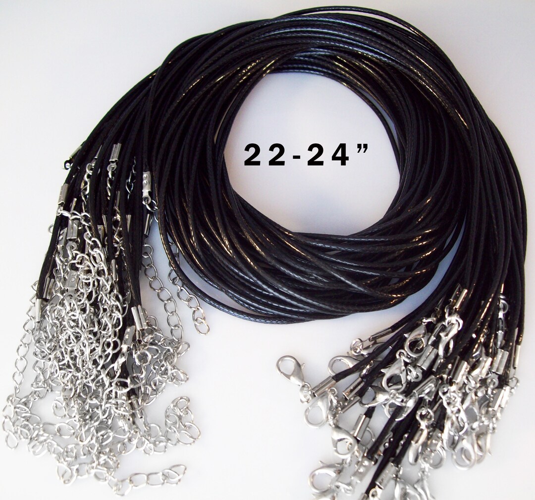 100 Black Cord Necklaces 2mm 22" With 2" Extender Chain - Etsy