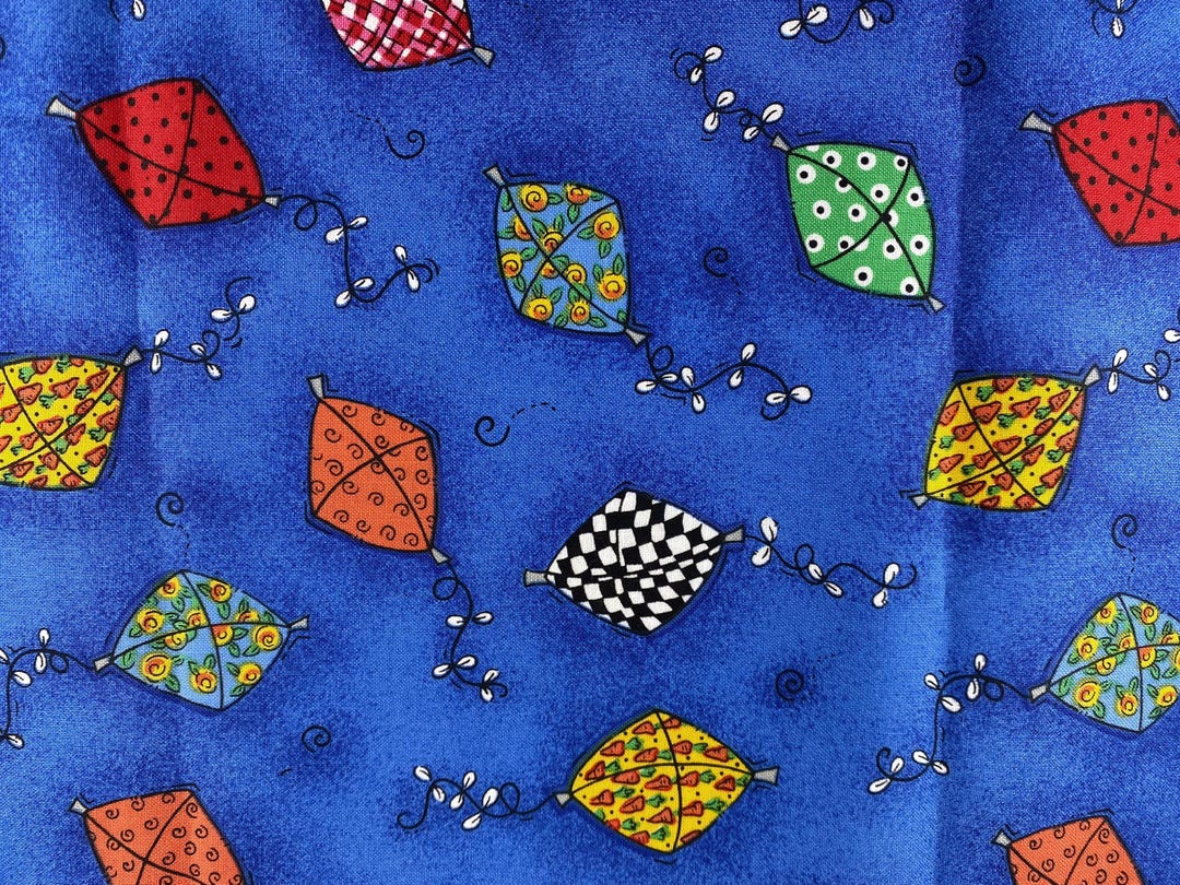Kites Fabric by Becky Christian for Robert Kaufman Cotton Fabric - OOP ...