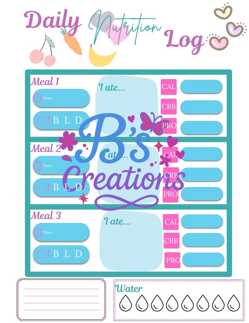 Nutrition Tracker Printable | Daily Food and Water Log | Wellness PDF ...