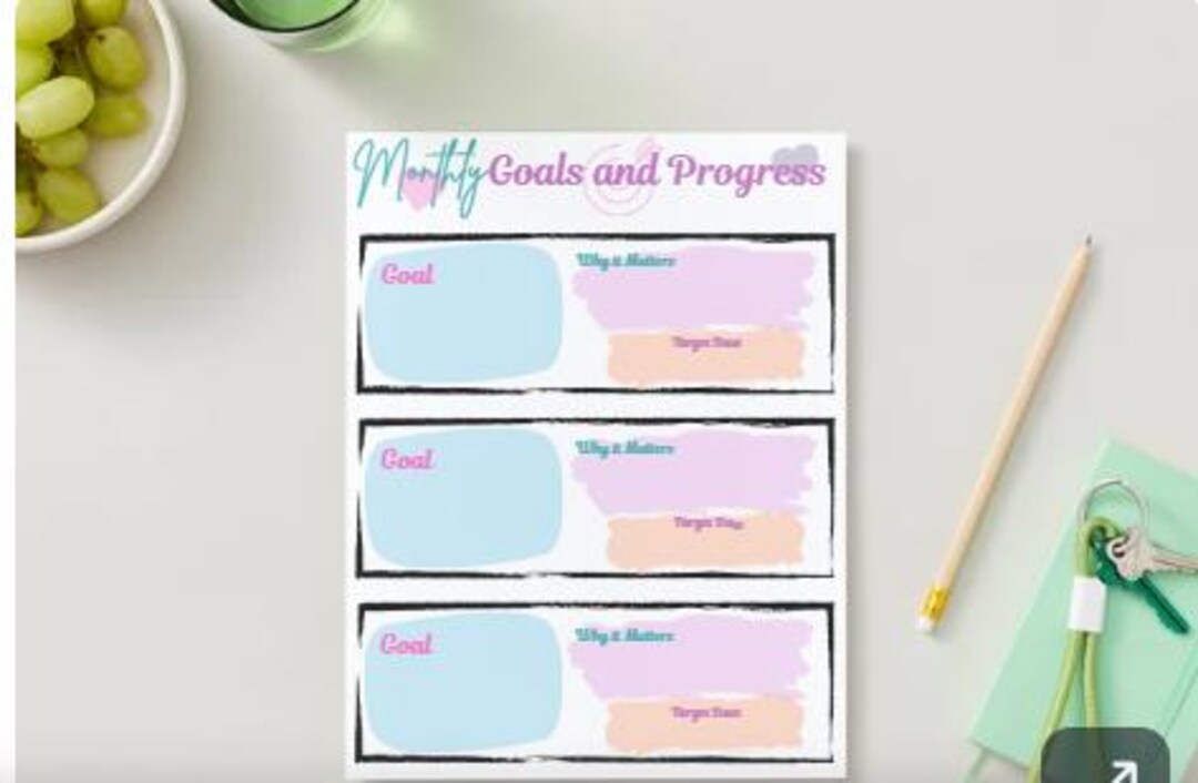 Weekly Goals & Progress Printable | Goal Setting PDF | Self-reflection ...