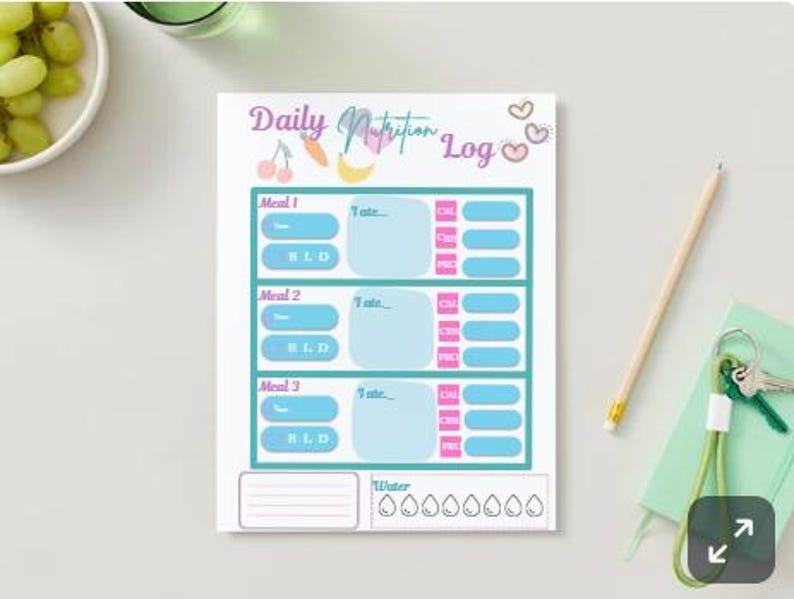 Nutrition Tracker Printable | Daily Food and Water Log | Wellness PDF ...
