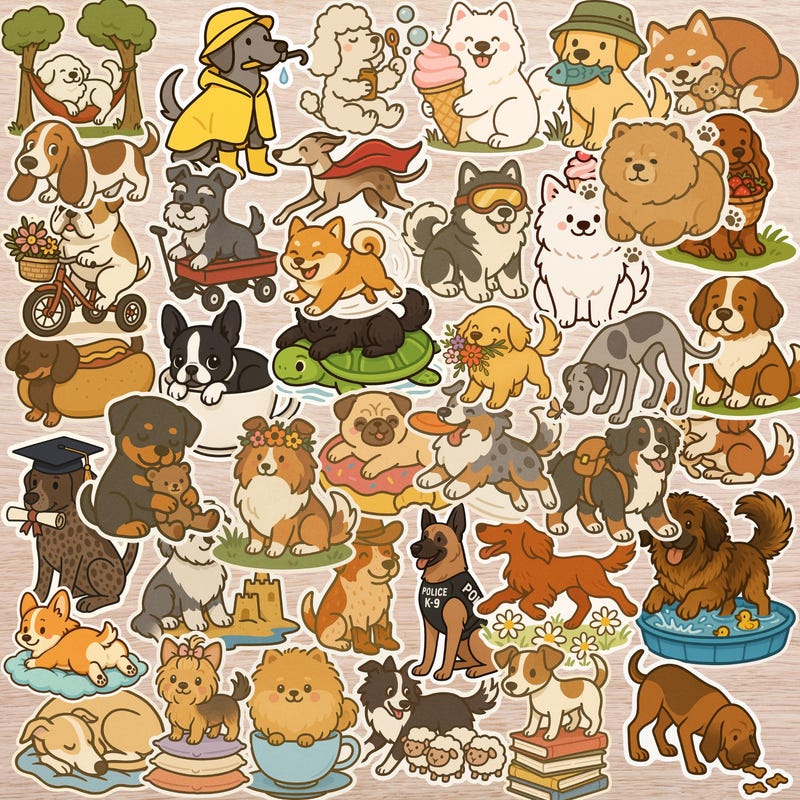Cute Kawaii Dogs - Etsy