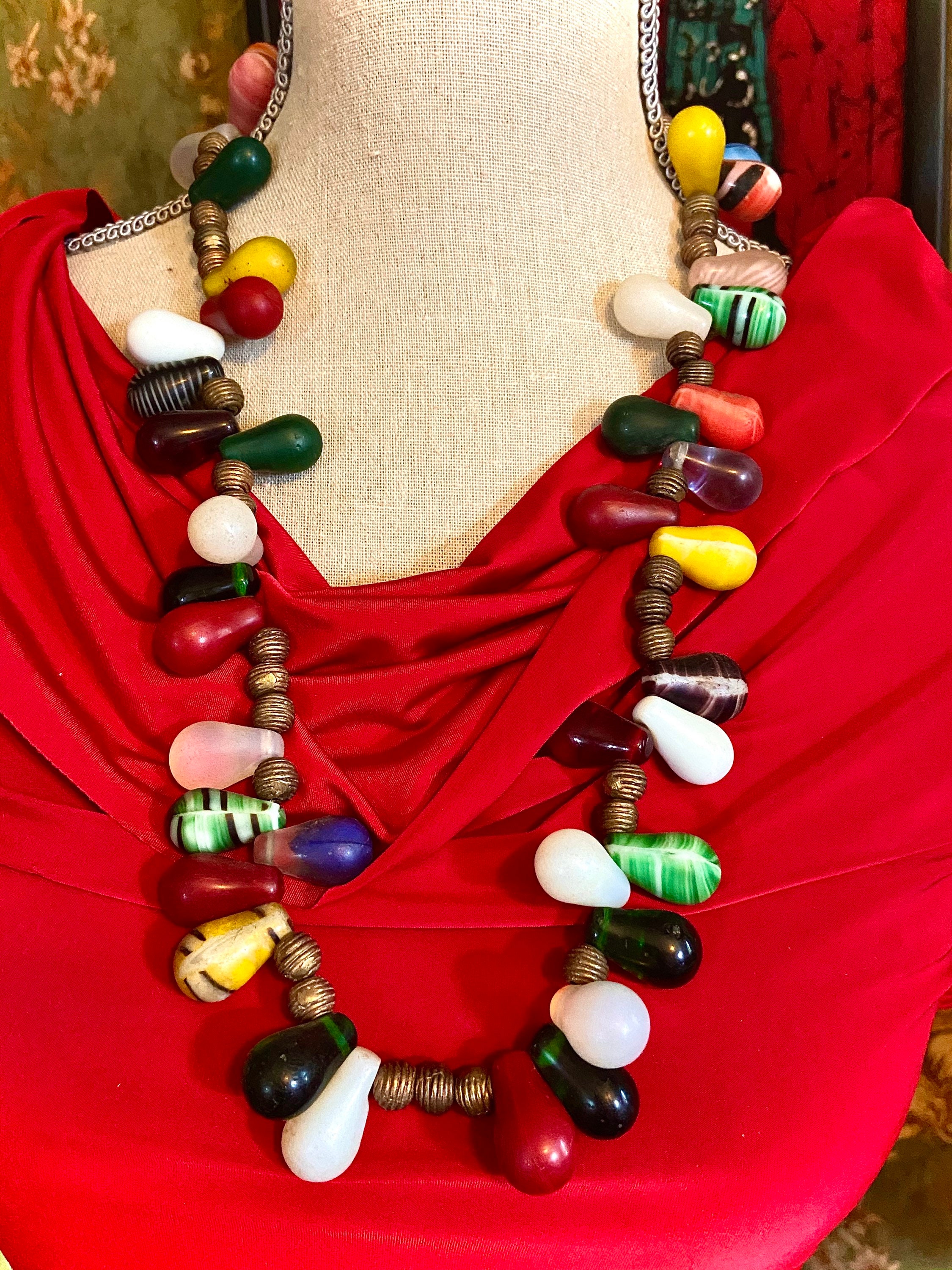African Tribal Necklace Bohemian Mali Wedding Beads | Etsy