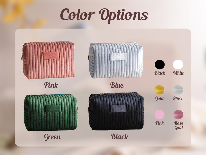 Personalized Velvet Cosmetic Bag, Custom Travel Toiletry Pouch, Heated ...