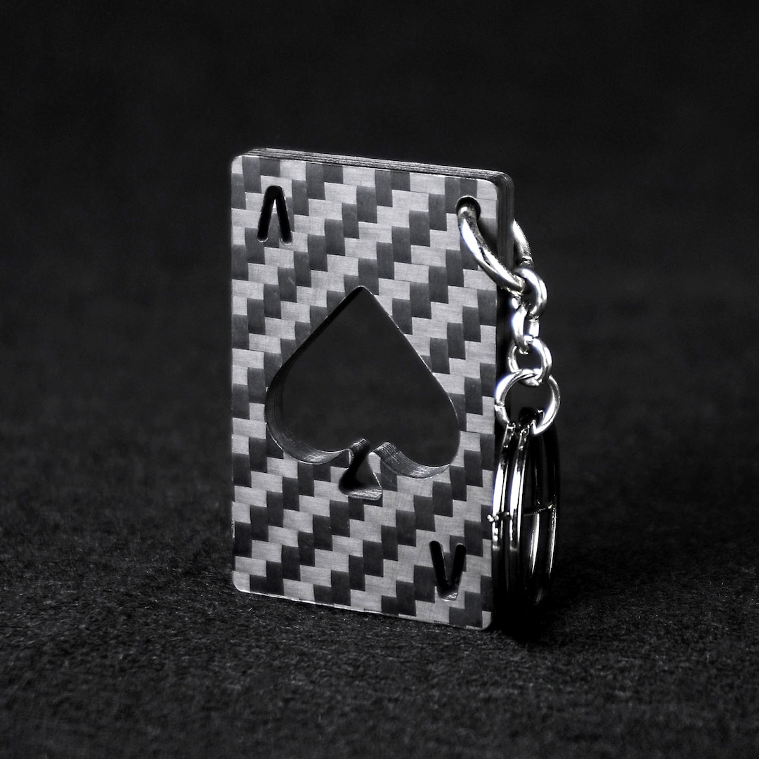 Carbon Fiber Ace of Spades Keychain | Gothic Poker Card Bottle Opener ...