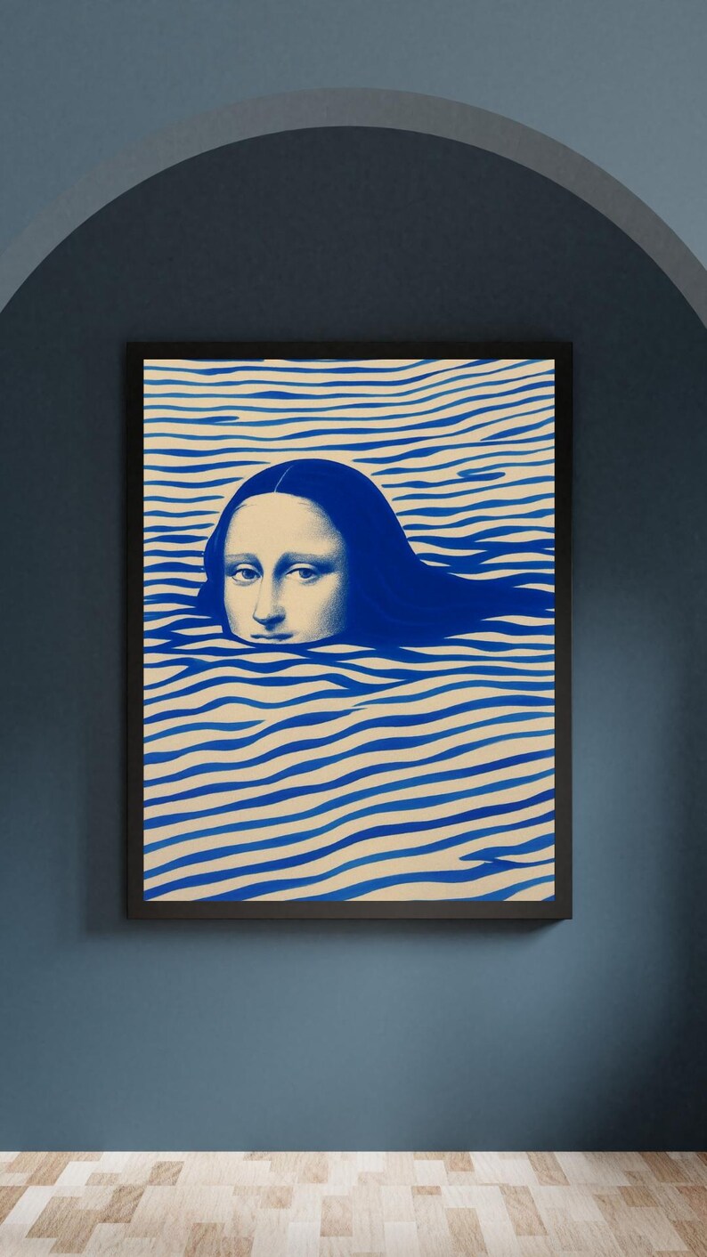 Mona Lisa Swimming in Water | Davinci Art | Decorative Blue Art Prints ...