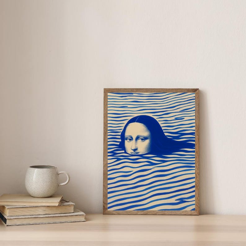 Mona Lisa Swimming in Water | Davinci Art | Decorative Blue Art Prints ...
