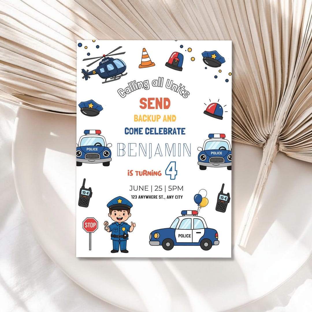 Police Birthday Invitation Template, Calling All Units ( Canva Editable ...