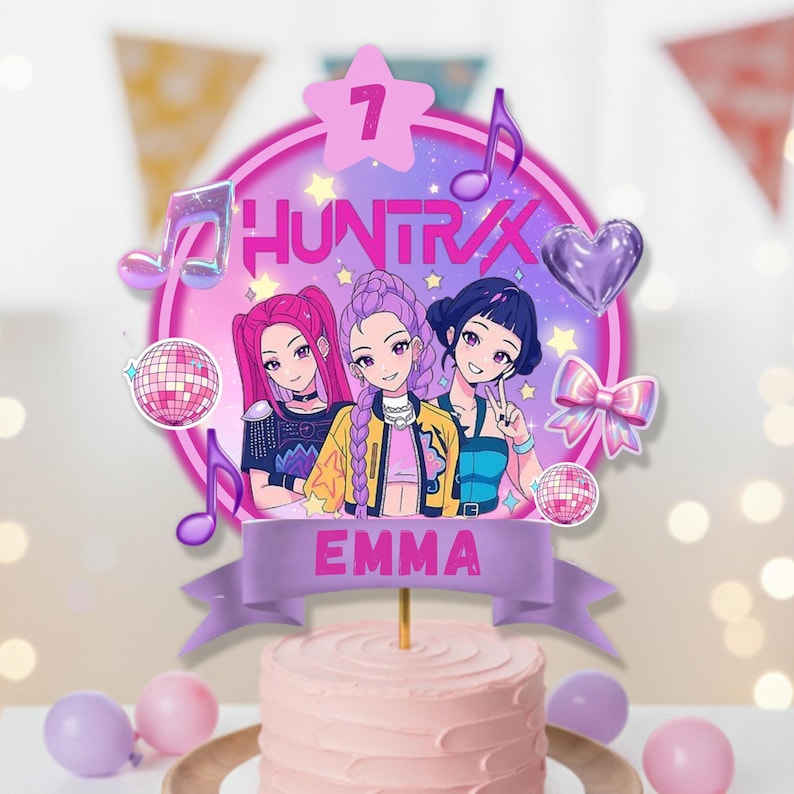 Editable Kpop Demon Hunters Cake Topper, Huntrix Party Decoration ...