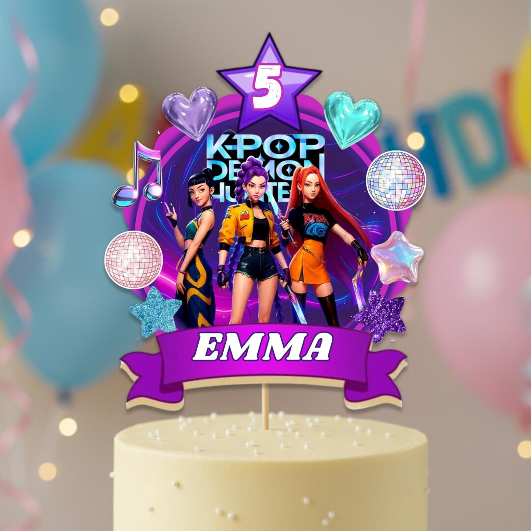 Bearbeitbarer Kpop Dämonenjäger Cake Topper, Huntrix Partydekoration ...
