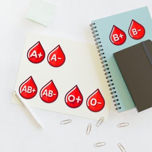 Blood Type Sticker Sheet, Medical Decals for Healthcare Workers - Etsy