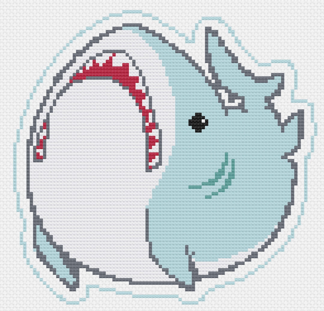 Cute Baby Shark Kawaii Cross Stitch Pattern - Etsy