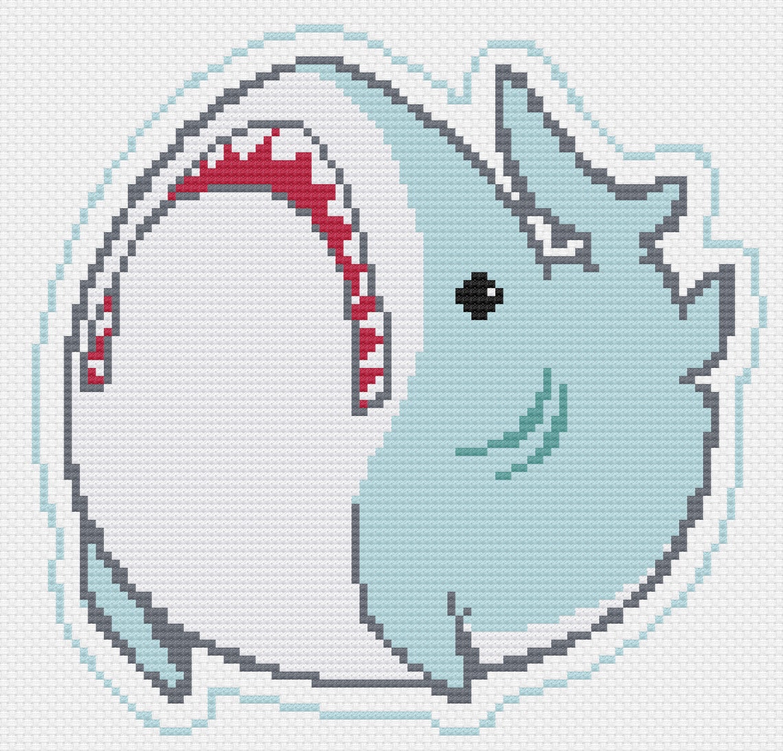 Cute Baby Shark Kawaii Cross Stitch Pattern - Etsy