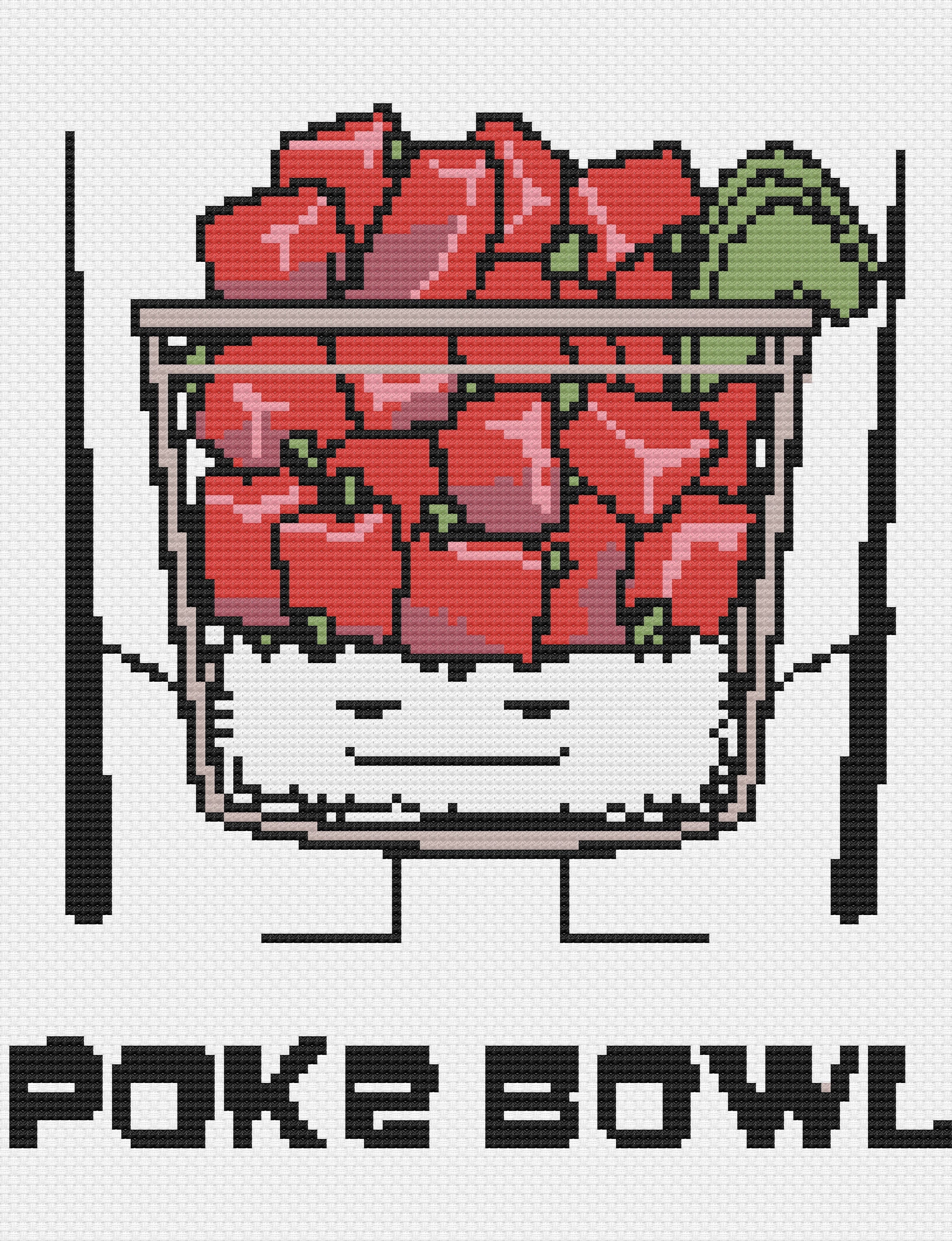 Hawaiian Poke Bowl Cross Stitch Pattern - Etsy