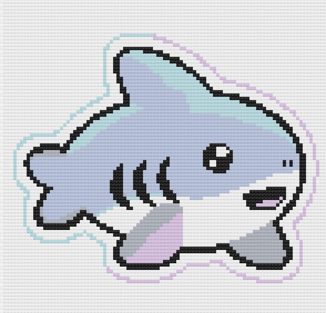 Kawaii Style Cute Shark Cross Stitch Pattern - Etsy