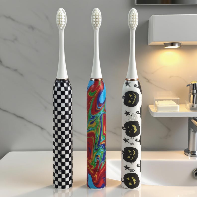 Electric Toothbrush Pumpkin/gingham/marble Waterproof Timing Long ...