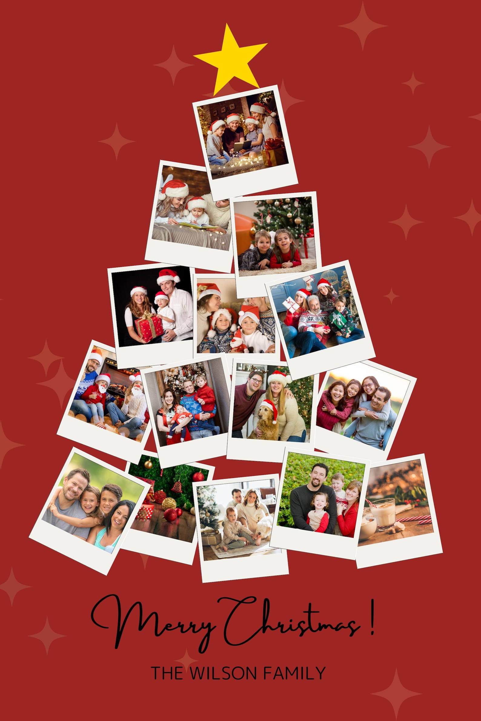 Christmas Photo Collage Card Template, Christmas Tree Photo Collage ...