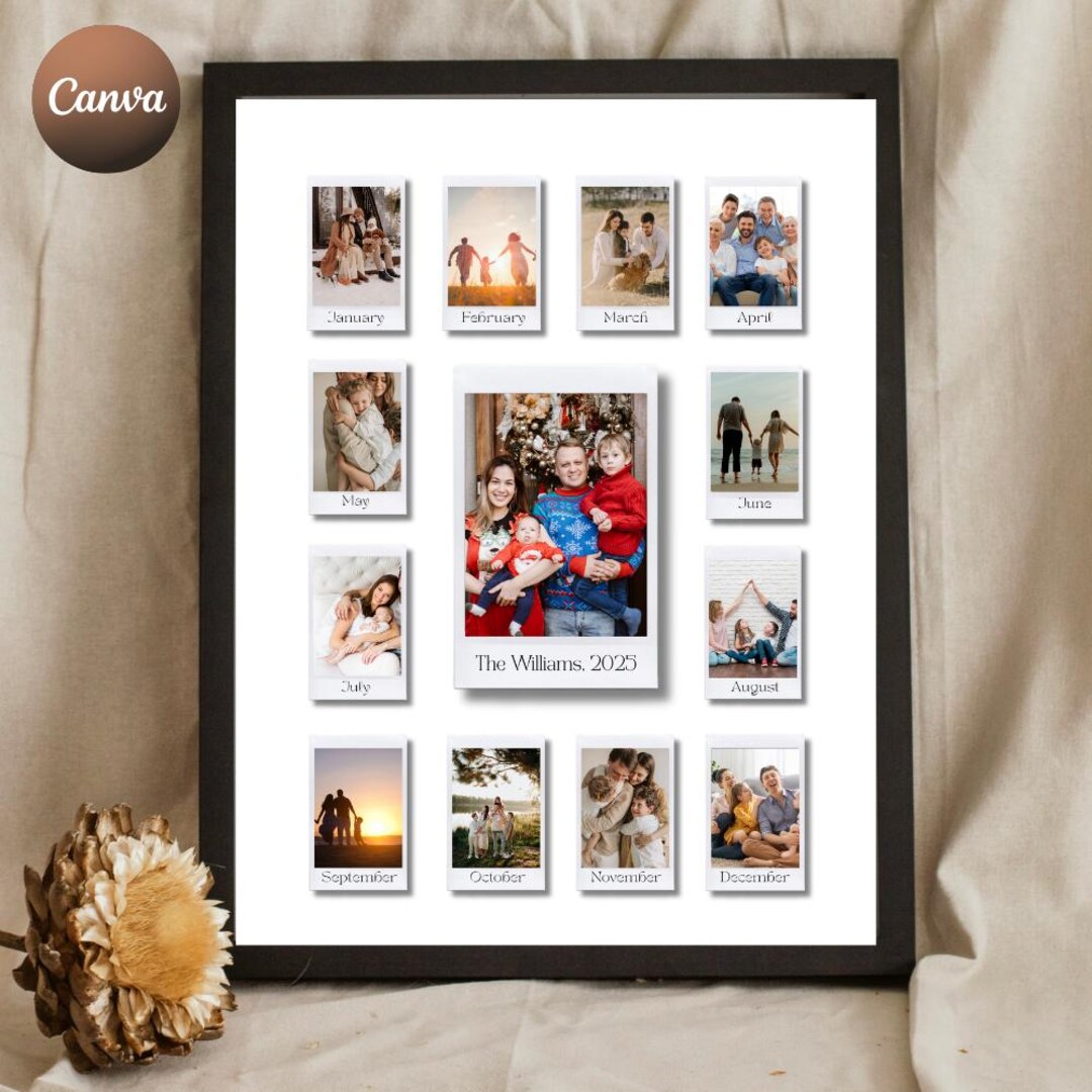 Year in Review Photo Collage Template/1 Year Anniversary Collage/12 ...