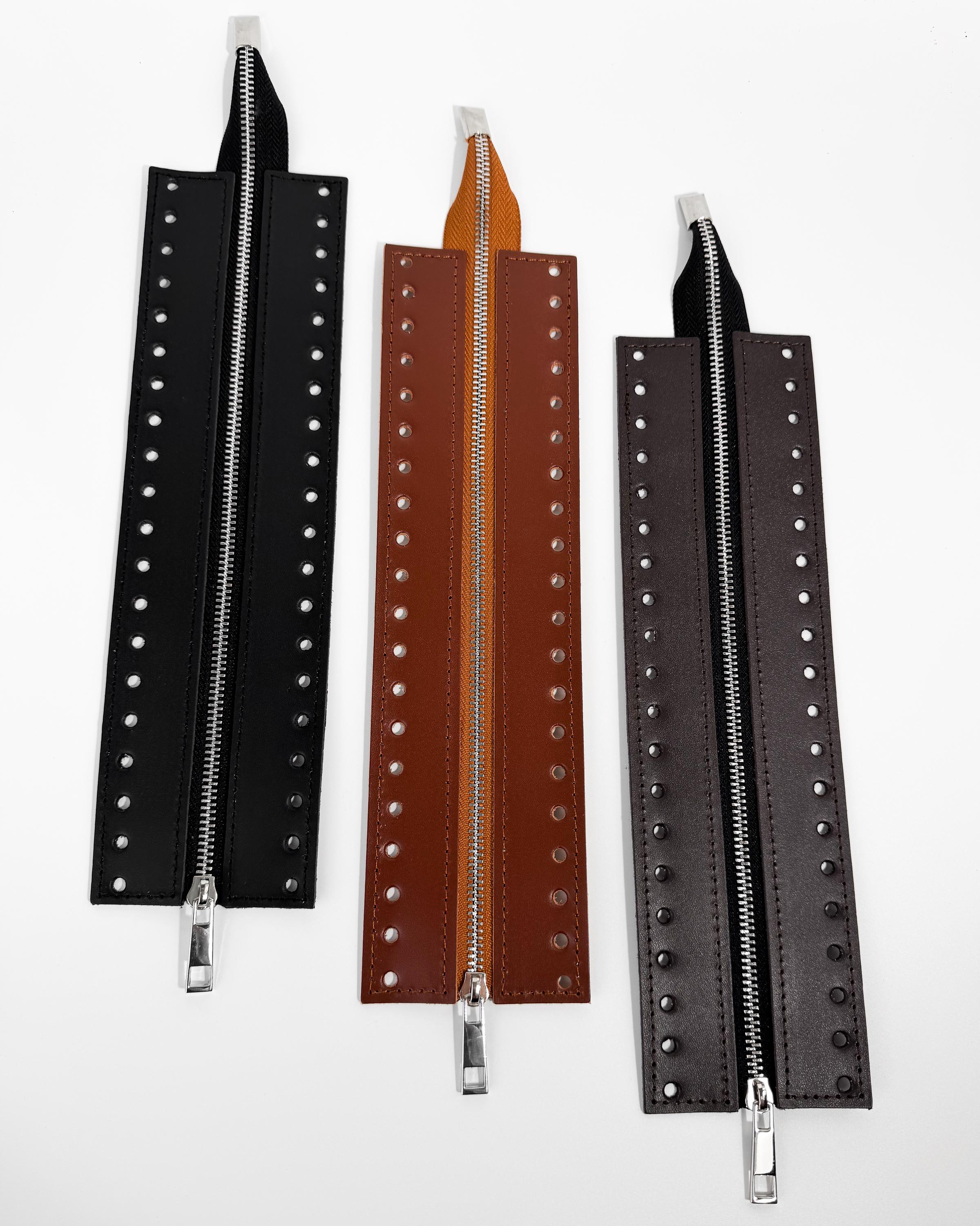 DIY Leather Trim Zippers for Sewing Projects, Metal Zips With Leather ...