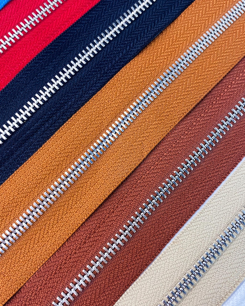 DIY Leather Trim Zippers for Sewing Projects, Metal Zips With Leather ...
