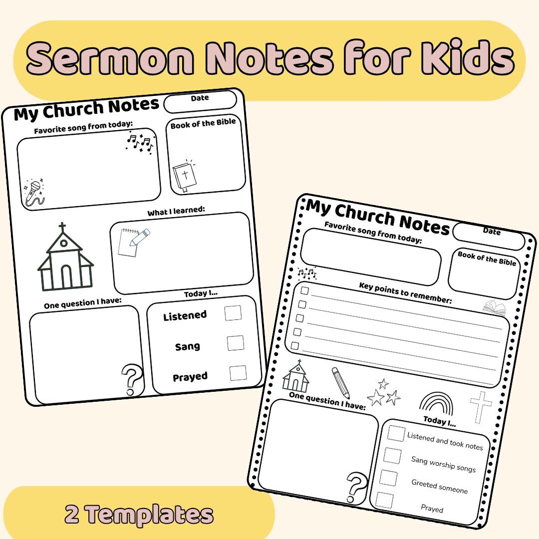 Printable Church Notes | Elementary | Preschool | Sunday Sermon Note ...