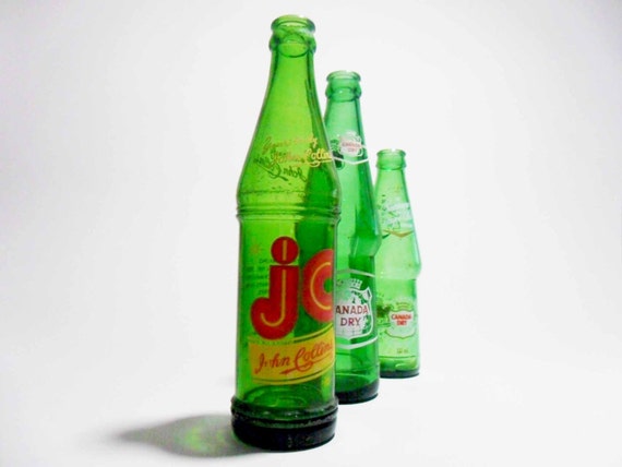 Items similar to Vintage Soda Bottles, Ginger Ale Bottles, John Collins ...