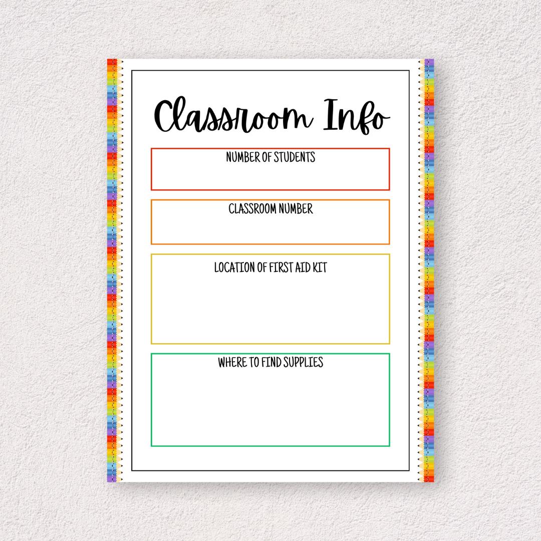 Editable Substitute Teacher Binder Template: Elementary Classroom Canva ...
