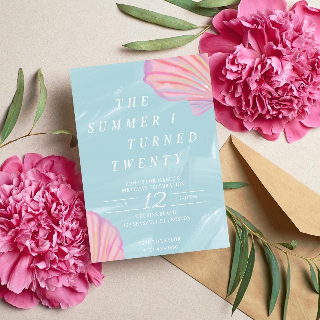 The Summer I Turned Pretty Birthday Invitation | Editable Canva ...
