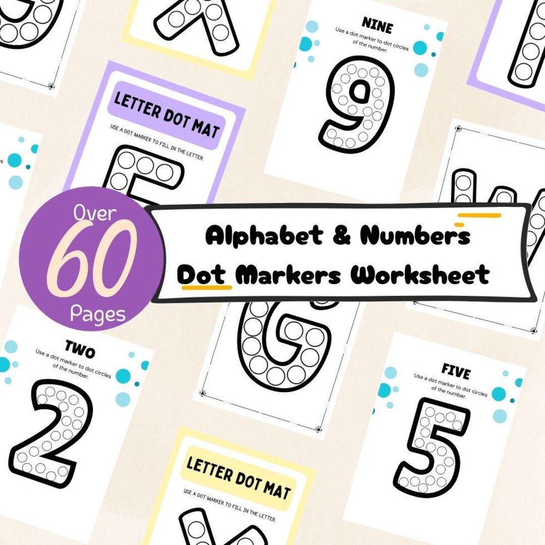 Alphabet and Numbers Dot Markers Worksheet (digital Download) - Etsy