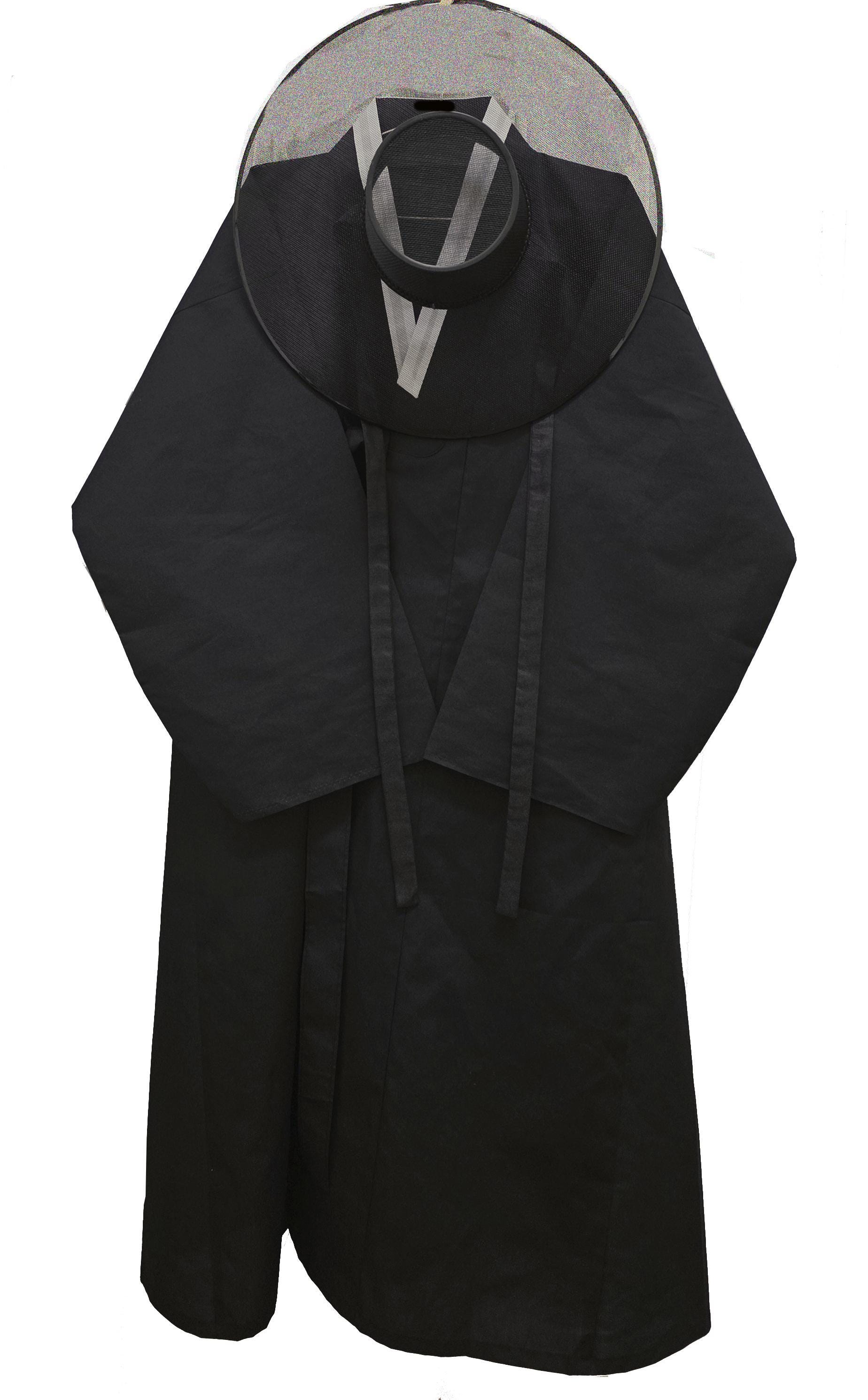 Korean Men's Hanbok Costume Set, Black Dopo Robe & Gat Hat, K-pop ...